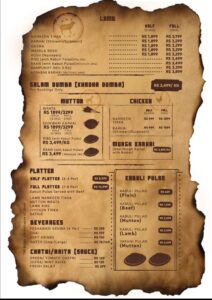 The Lost Tribe Menu